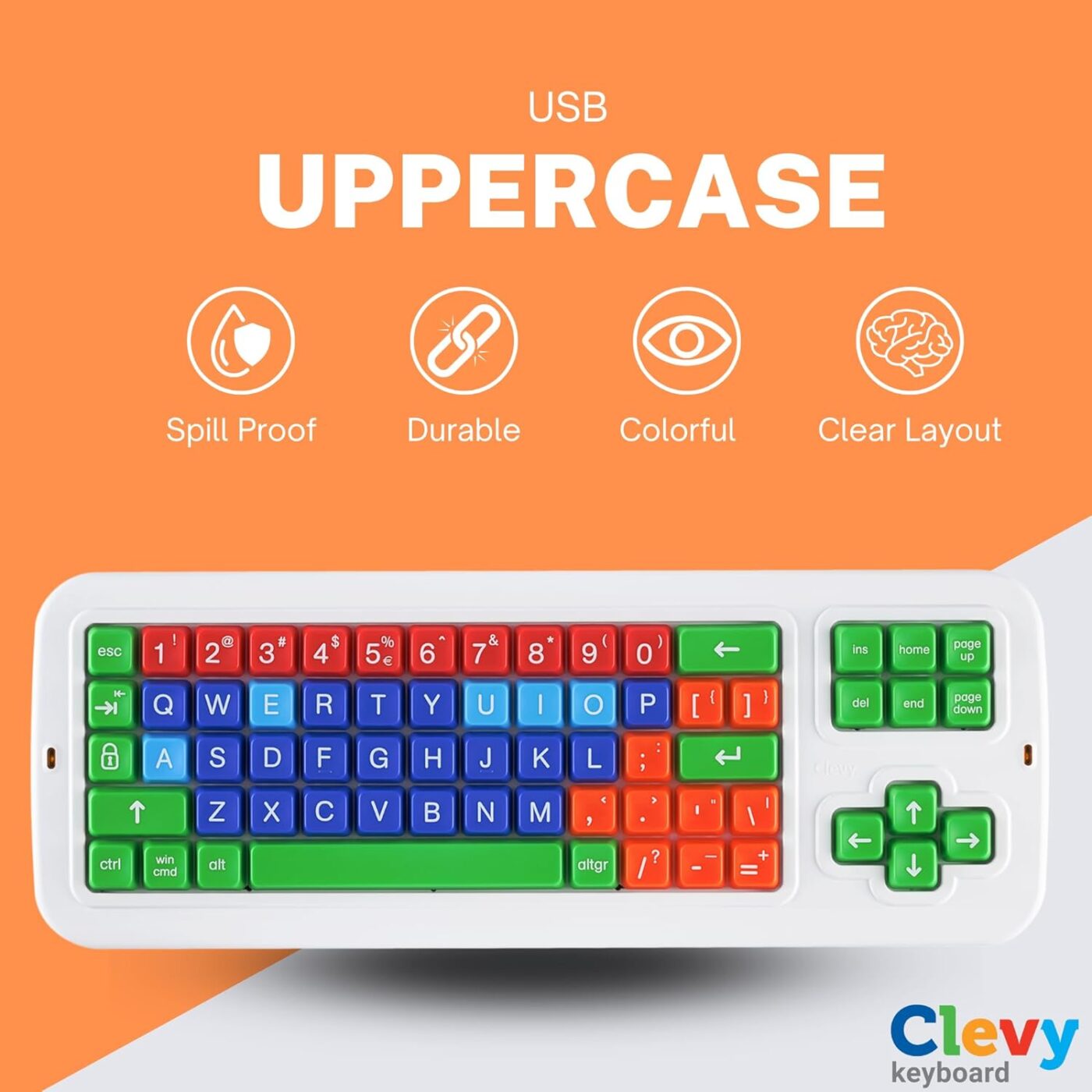 Clevy Wired Keyboard - Uppercase - InclusiveTLC